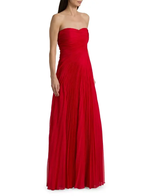 AMUR Elea Strapless Pleated Gown
