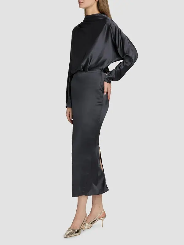 Staud Phoebe Silk-blend Midi-dress