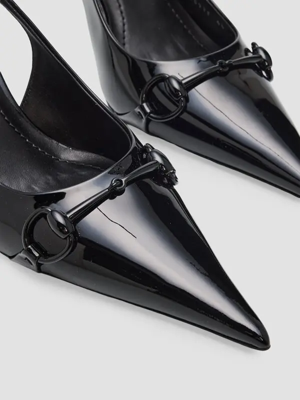 Gucci Donna 80mm Patent Leather Slingback Pumps