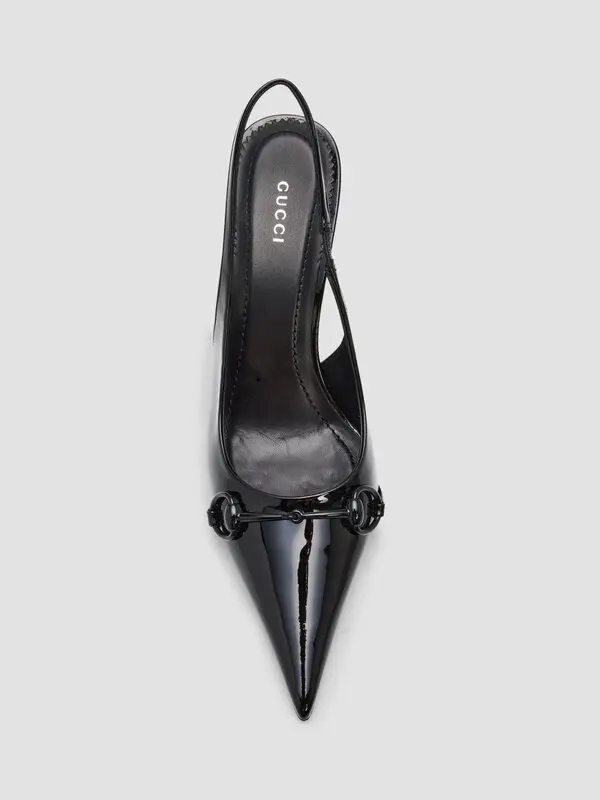 Gucci Donna 80mm Patent Leather Slingback Pumps