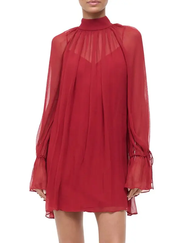 Staud Roux Chiffon Tieneck Minidress