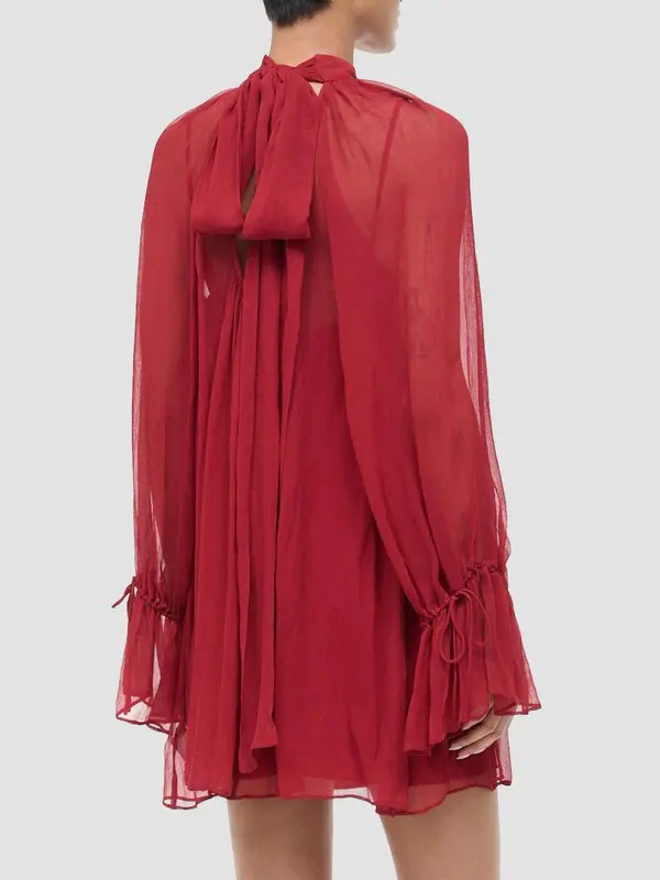 Staud Roux Chiffon Tieneck Minidress