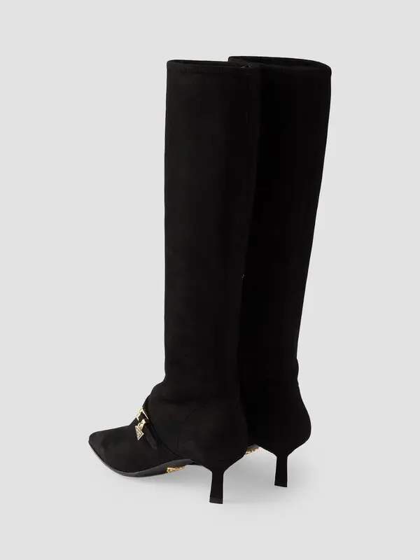 Prada Stretch Suede Boots - Black