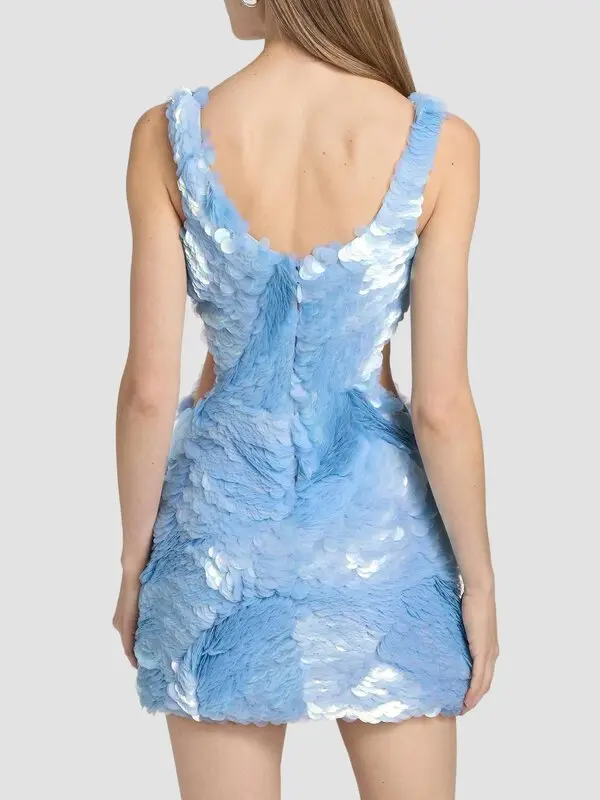 Simkhai Emilie Paillette-sequinned Linen-blend Minidress