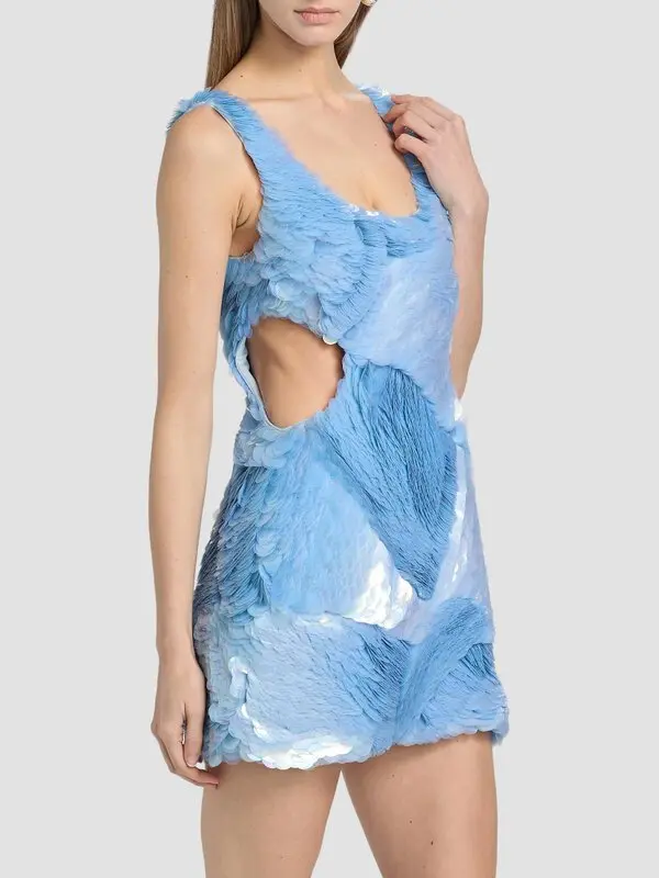 Simkhai Emilie Paillette-sequinned Linen-blend Minidress
