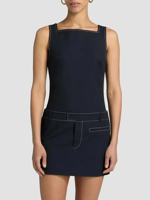 Staud Skyla Topstitched Minidress - Navy