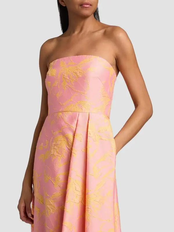 AS IT MAY Kaia Floral Jacquard Strapless Gown