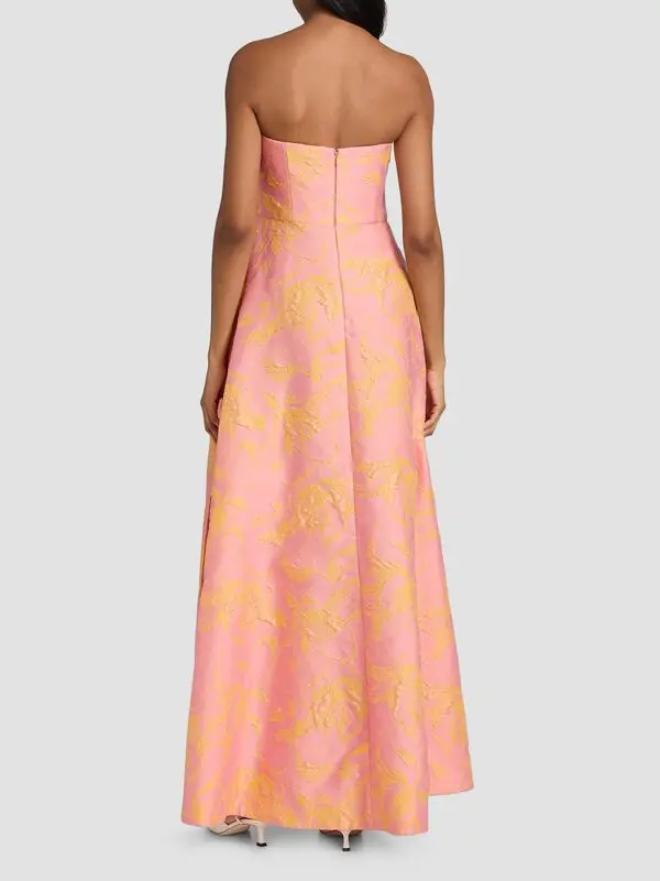 AS IT MAY Kaia Floral Jacquard Strapless Gown