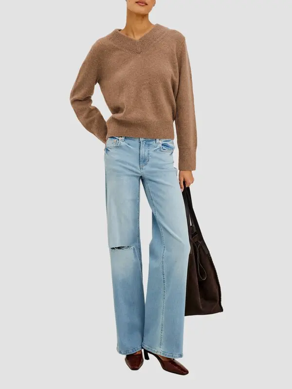 Rails Lidya Cotton-wool V-neck Sweater - Heather Camel