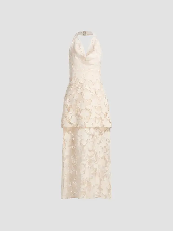 AMUR Calypso Lace Halter Midi-dress