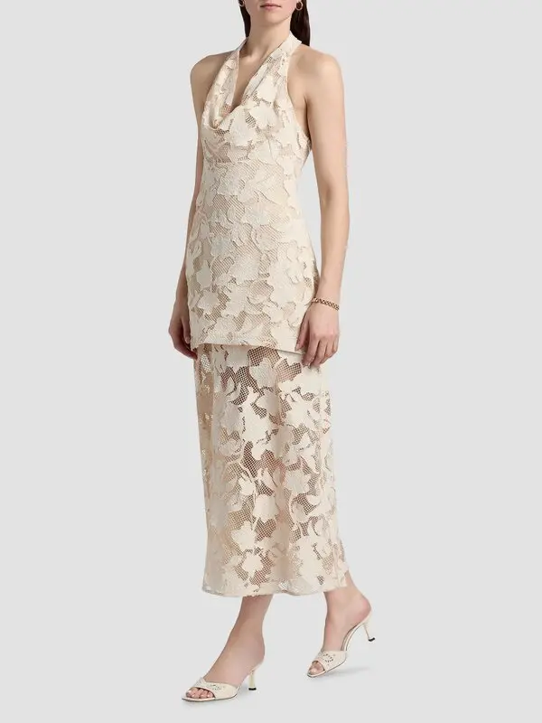 AMUR Calypso Lace Halter Midi-dress