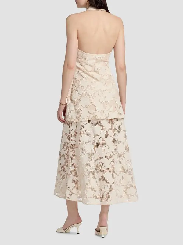 AMUR Calypso Lace Halter Midi-dress