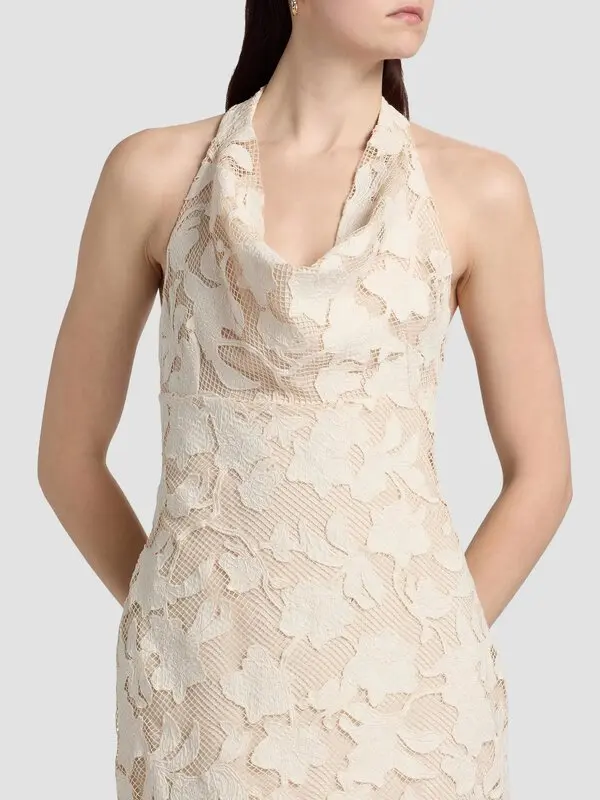 AMUR Calypso Lace Halter Midi-dress