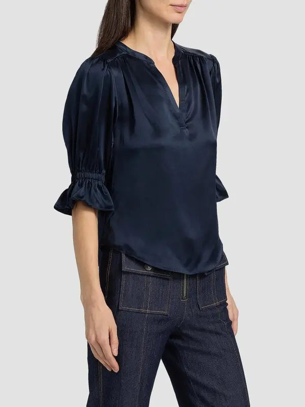 Cinq À Sept Fiona Split-neck Silk Top
