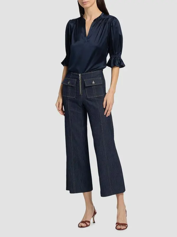 Cinq À Sept Fiona Split-neck Silk Top