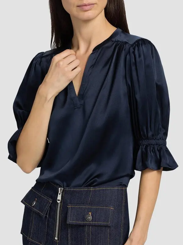 Cinq À Sept Fiona Split-neck Silk Top
