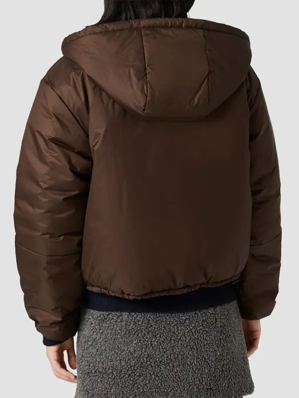 Miu Miu Cropped Ripstop Down Jacket - Brown