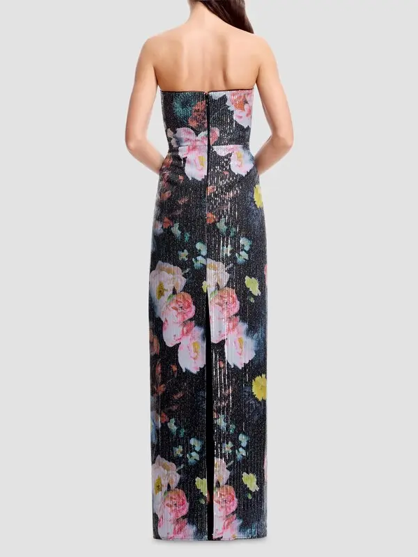 Dress The Population Vada Floral Sequined Strapless Maxi Gown