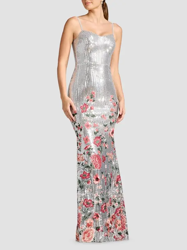 Dress The Population Giovanna Sequined Embroidered Mermaid Gown