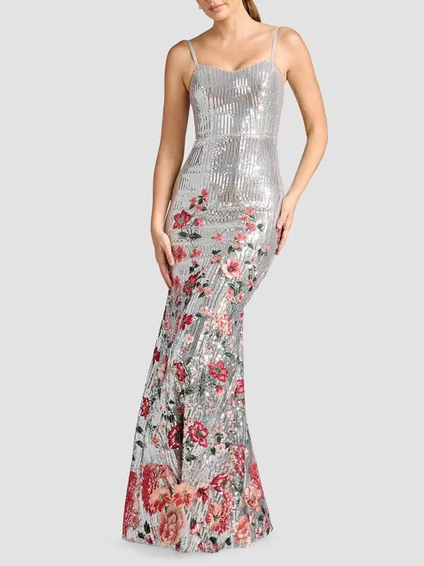 Dress The Population Giovanna Sequined Embroidered Mermaid Gown