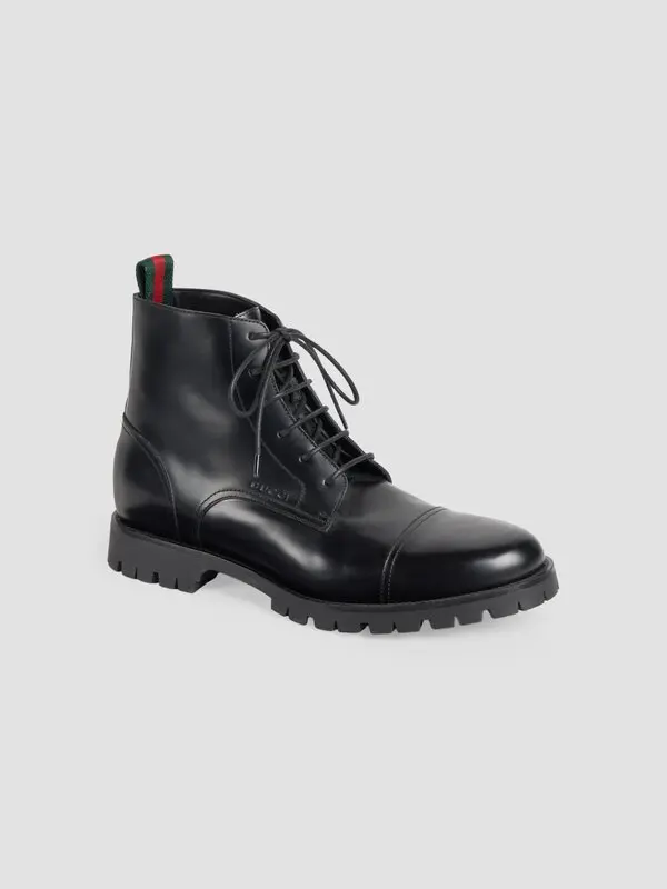 Gucci Primavera Sylke Leather Ankle Boots