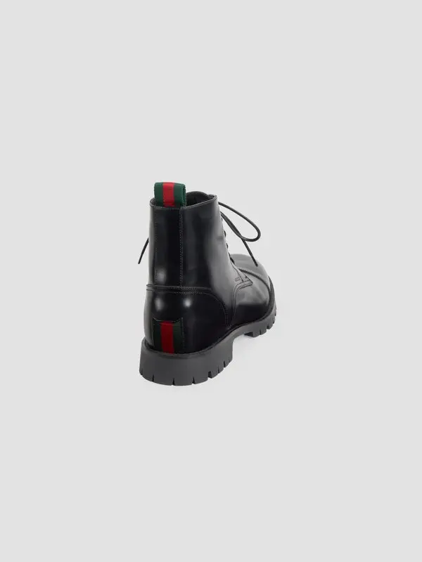 Gucci Primavera Sylke Leather Ankle Boots