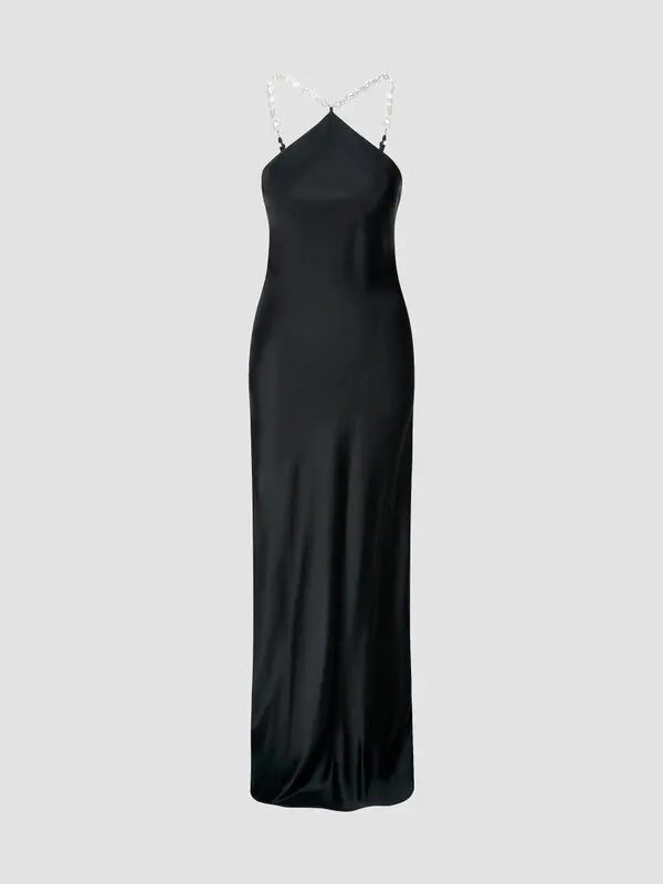 Staud Cadence Imitation Pearl-embellished Satin Maxi Dress