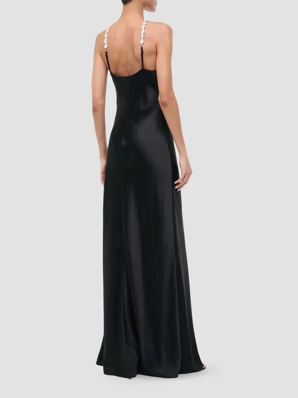 Staud Cadence Imitation Pearl-embellished Satin Maxi Dress