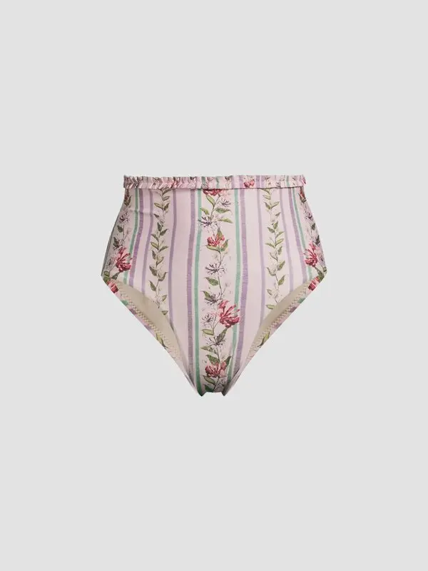 Agua Bendita Nopal Floral Stripe Bikini Bottom - Multicolor