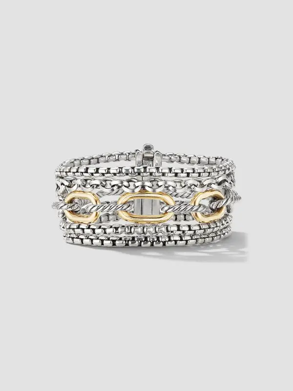 David Yurman Row Chain Bracelet With 18k Yellow Gold