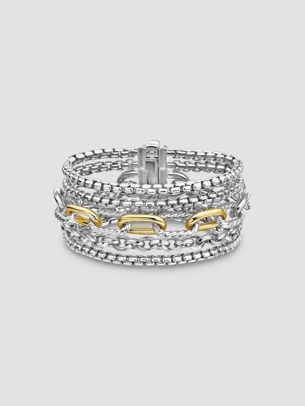 David Yurman Row Chain Bracelet With 18k Yellow Gold
