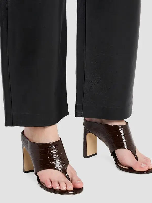 STUART WEITZMAN Babette 85mm Croc-embossed Leather Sandals