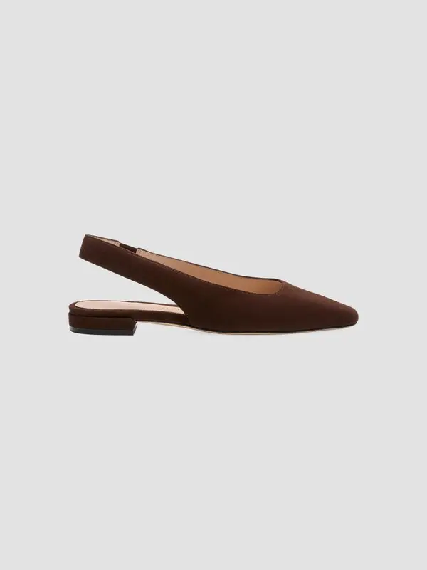 STUART WEITZMAN Stassi Suede Slingback Flats - Walnut