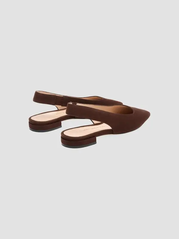 STUART WEITZMAN Stassi Suede Slingback Flats - Walnut