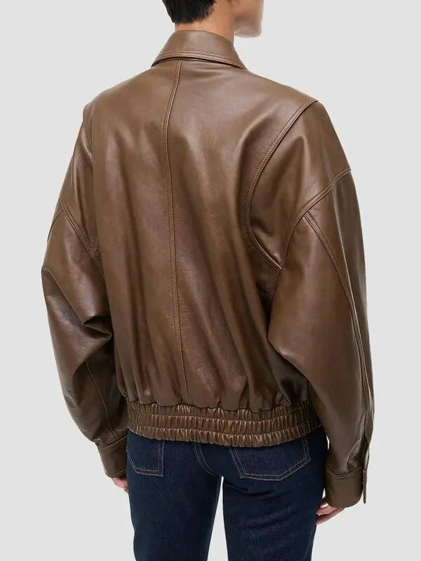 Staud Eugene Leather Bomber Jacket
