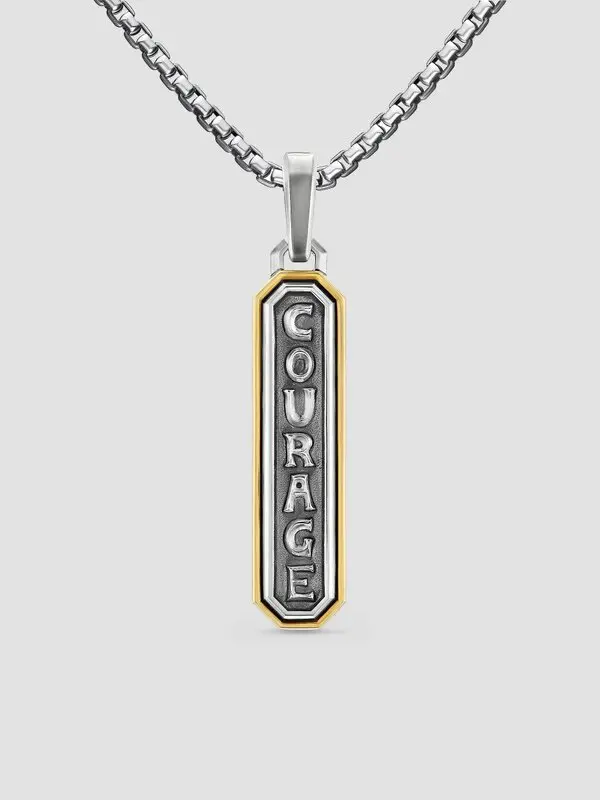 David Yurman Courage Amulet In Sterling With 14k Yellow Gold, 35mm - Silver