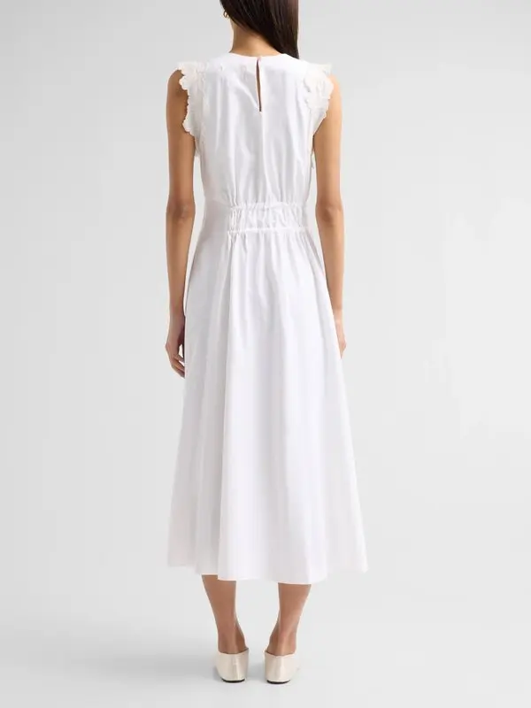 KIKA VARGAS Hanna Appliqué Cotton-blend Ruched Midi-dress