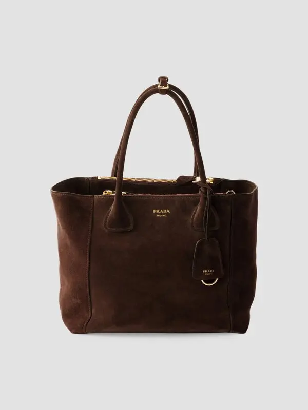 Prada Nova Large Suede Tote Bag - Brown