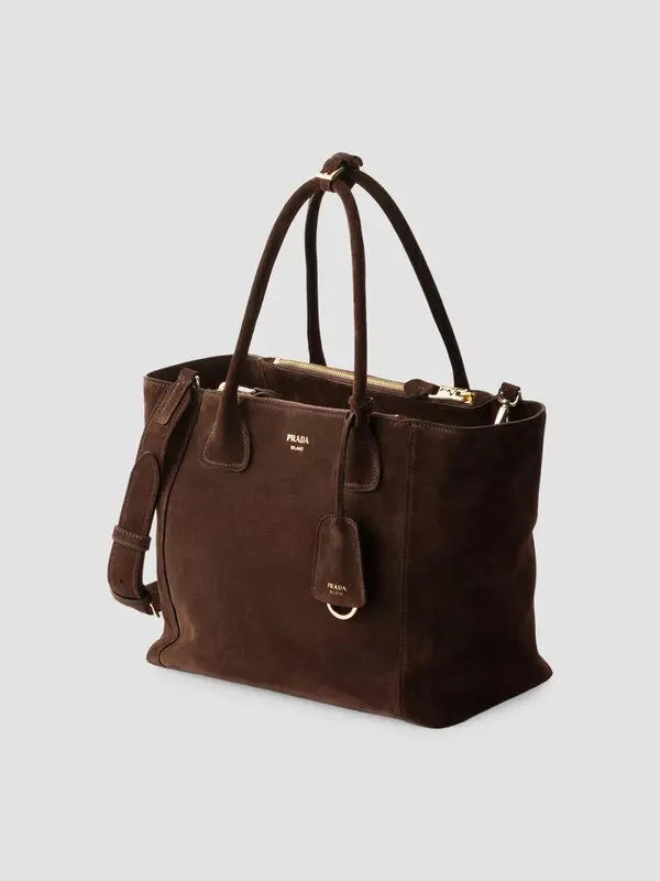 Prada Nova Large Suede Tote Bag - Brown