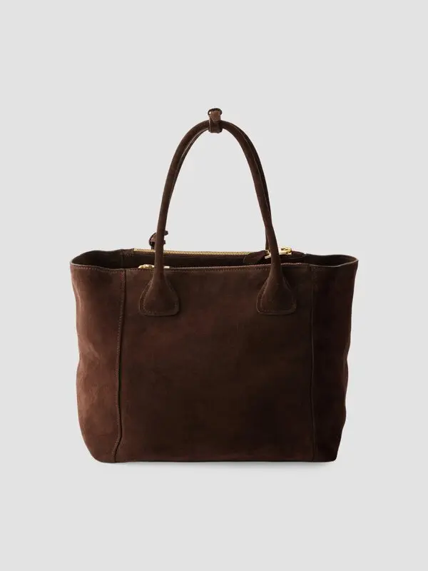 Prada Nova Large Suede Tote Bag - Brown
