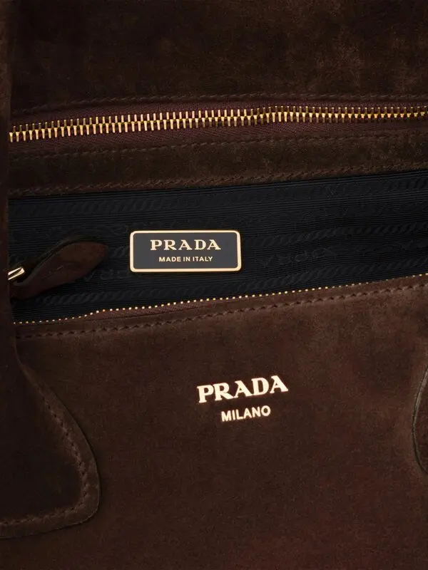 Prada Nova Large Suede Tote Bag - Brown