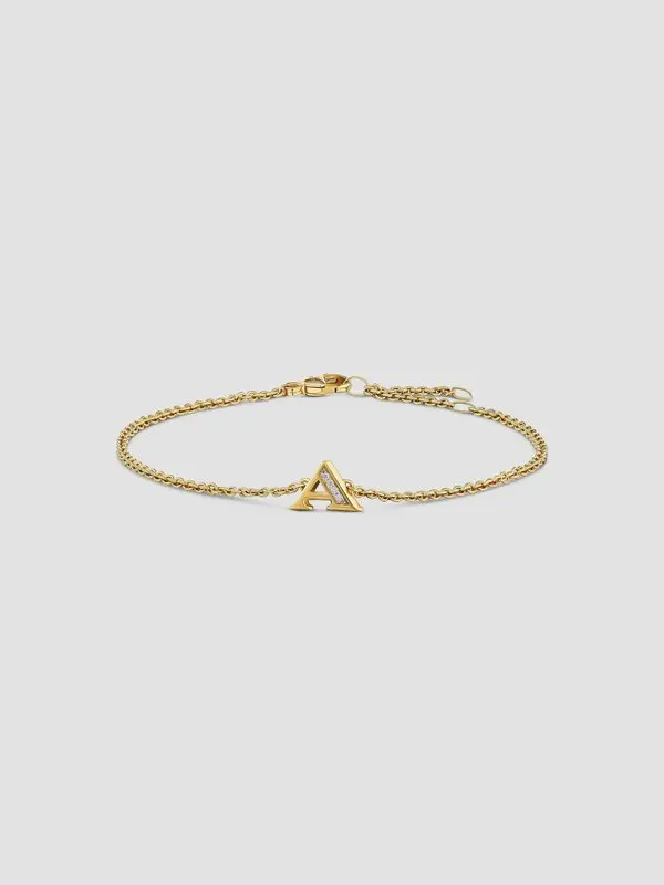 David Yurman Petite Pavé Initial Chain Bracelet In 18k Yellow Gold - Initial A