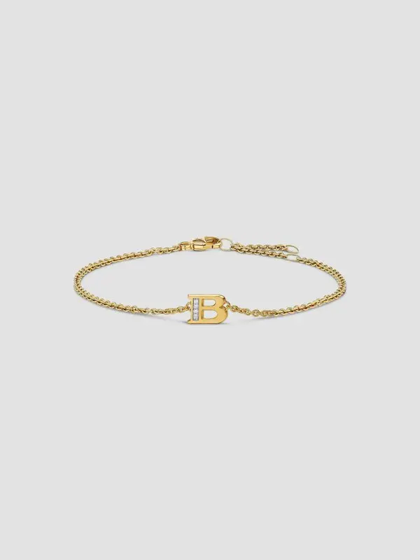 David Yurman Petite Pavé Initial Chain Bracelet In 18k Yellow Gold - Initial B