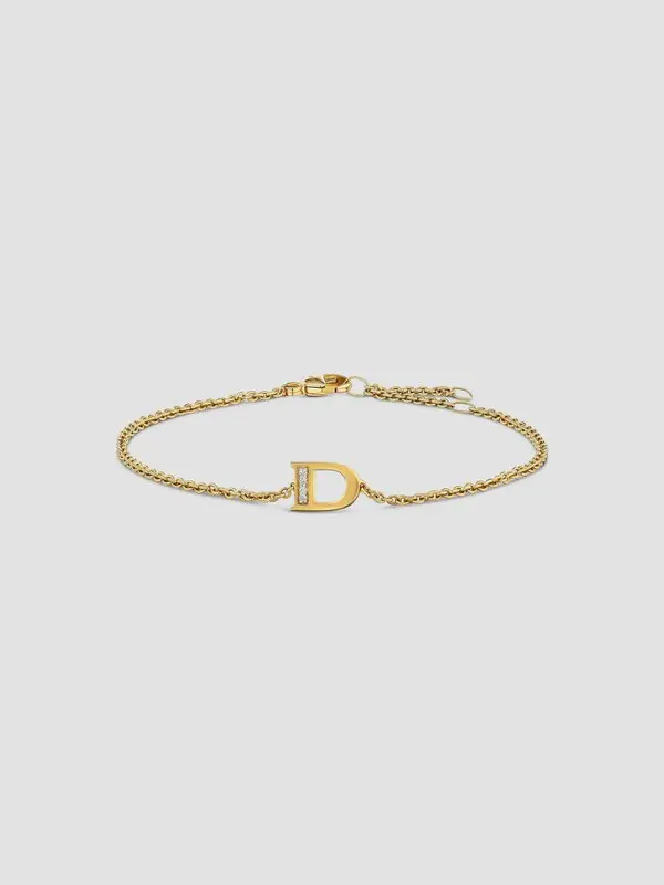 David Yurman Petite Pavé Initial Chain Bracelet In 18k Yellow Gold - Initial D