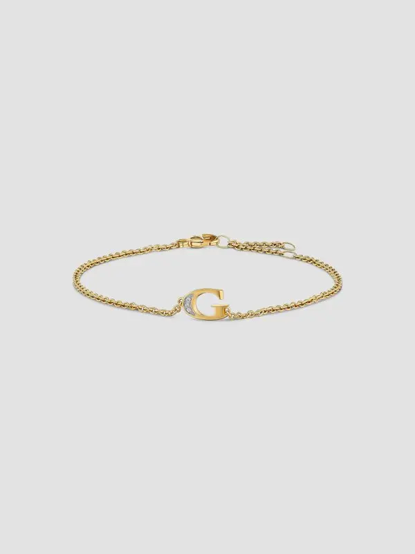 David Yurman Petite Pavé Initial Chain Bracelet In 18k Yellow Gold - Initial G