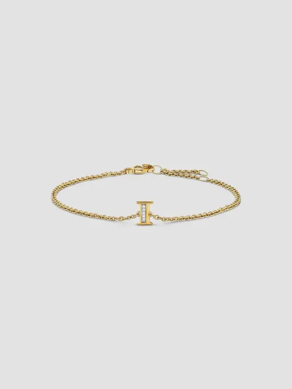 David Yurman Petite Pavé Initial Chain Bracelet In 18k Yellow Gold - Initial I