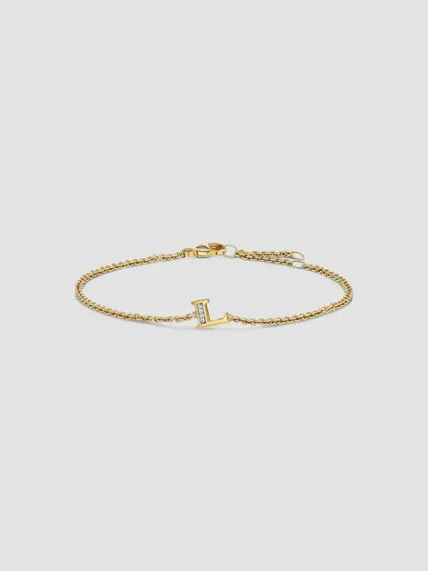 David Yurman Petite Pavé Initial Chain Bracelet In 18k Yellow Gold - Initial L