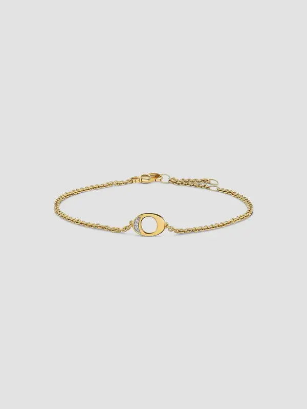 David Yurman Petite Pavé Initial Chain Bracelet In 18k Yellow Gold - Initial O