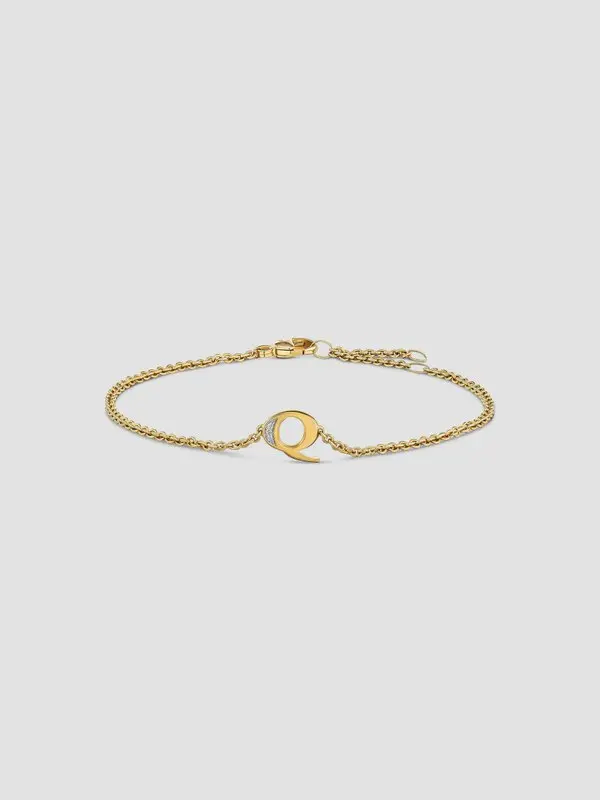 David Yurman Petite Pavé Initial Chain Bracelet In 18k Yellow Gold - Initial Q