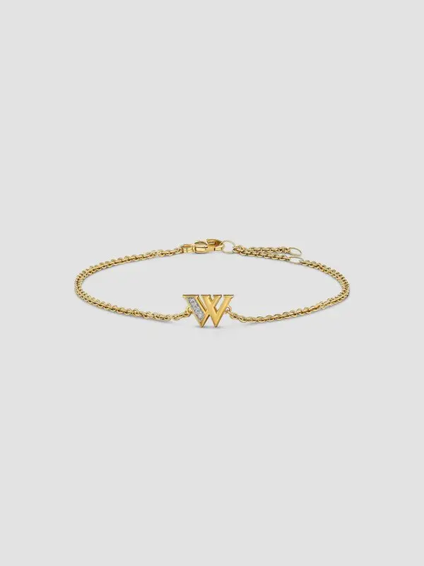 David Yurman Petite Pavé Initial Chain Bracelet In 18k Yellow Gold - Initial W